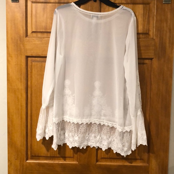 Long Elegant Legs | Tops | Lel Sheet White Lace Over Shirt Us 2 Uk 16 ...